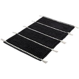 Kleine Wolke Badematte &raquo;Travis, Badvorleger, Badezimmer Teppich&laquo; H&ouml;he 14 mm rutschhemmend beschichtet fu&szlig;bodenheizungsgeeignet Badteppich, gestreift mit Quasten, 