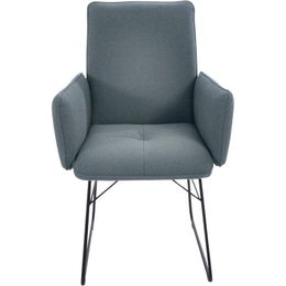 K+w Komfort & Wohnen K+W Komfort & Wohnen Armlehnstuhl () 1 Stk.Drahtkufengestell in Metall schwarz, Griff am R&uuml;cken, Steppung im Sitz blau B/H/T: 61cm x 91cm x 62cm, 1 