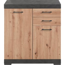 FMD Kommode &raquo;Bristol&laquo; in unterschiedlichen Tiefen, mit Schubladen, Massivoptik braun Holzwerkstoff B/H/T: 80cm x 89,9cm x 49,9cm, 2 Stk., 2 Stk.