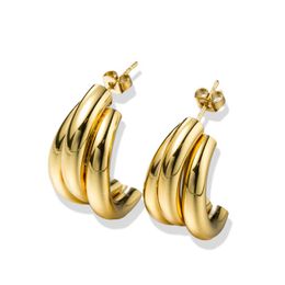 Aniston Jewelry & Watches Damen Aniston JEWELRY & WATCHES Paar Creolen &raquo;Schmuck Geschenk Kupfer Ohrschmuck Ohrringe Welle&laquo; Made in Germany gold 32mm, 