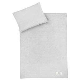 Julius Z&ouml;llner Kinderbettw&auml;sche &raquo;Baby- und Kinderbettw&auml;sche aus 100% Musselin&laquo; 2 Stk. erh&auml;ltlich in den Gr&ouml;&szlig;en 80x80+35x40cm und 100x135+40x60cm grau Musselin, 