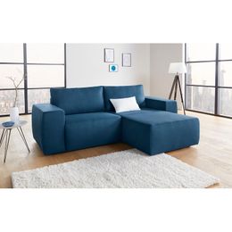 LOOKS by Wolfgang Joop Ecksofa &raquo;LooksII kubisch, bequem, strapazierf&auml;hige Bez&uuml;ge, Breite 242cm, L-Form&laquo; geradlinig und komfortabel blau Feinstruktur 
