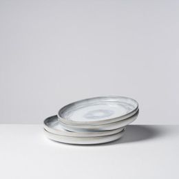 gipfelst&uuml;ck Dessertteller &raquo;Teller Set, Tiefer See&laquo; Scandi-Style, gl&auml;nzende Reaktivglasur, jedes St&uuml;ck ein Unikat Steinzeug 22cm