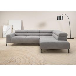 Home Affaire Ecksofa &raquo;Antonelli, L-Form, inkl. Kopfteilverstellung, Breite 276 cm&laquo; ohne Sitztiefenverstellung, in Cord, grau grau 95% Polyester, 5% 