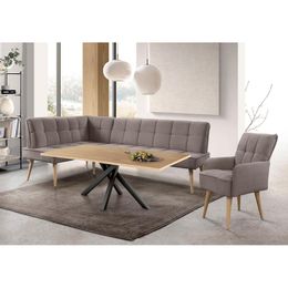 exxpo - sofa fashion Eckbank &raquo;Latte&laquo; moderne Sitz- und R&uuml;ckensteppung, bequem und elegant, hoher Holzfu&szlig; 94% PES, 6% NY B/H/T: 234cm x 95cm x 156cm, 