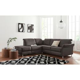 Sit & More sit&more Ecksofa &raquo;Darwin L-Form&laquo; inklusive Federkern, wahlweise mit Kopfteilverstellung, Schlaffunktion grau B/H/T: 249cm x 83cm x 221cm, Flachgewebe,