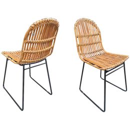 Sit Rattanstuhl &raquo;2er-Set T-Rattan Chair Natur Rattan Metall Schwarz&laquo; (Set) 2 Stk.2er Set Rattanst&uuml;hle mit Metallgestell im modernen Naturdesign beige 