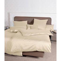 Janine Bettw&auml;sche &raquo;Colors&laquo; 2 Stk. feinf&auml;dige uni Bettw&auml;sche f&uuml;r alle Jahreszeiten, Markenrei&szlig;verschluss beige Mako-Satin, Obermaterial: 100% Baumwolle B/L: 