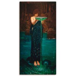 Artland Leinwandbild &raquo;Circe Invidiosa&laquo; Frau 1 Stk. tlg. auf Holzrahmen gespannt blau Leinwand B/H/T: 30cm x 60cm, Leinwandbild Frau Hochformat, 1 Stk.
