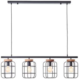 Brilliant Pendelleuchte &raquo;Gwen&laquo; E27 1 Stk. 158 x 20 x 115 cm, 4 x E27, k&uuml;rzbar, Metall/Holz, schwarz/braun schwarz 4, 1 Stk.