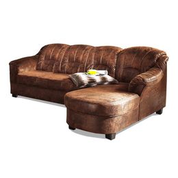 Home Affaire Ecksofa wahlweise mit Bettfunktion, mit Recamiere oder Ottomane braun B/H/T: 242cm x 84cm x 80cm, Microfaser MELROSE , Recamiere rechts,