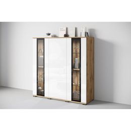 Home Affaire Highboard &raquo;Caro, modernes Design mit Glaseins&auml;tzen, Breite 120 cm&laquo; 1 Stk. tlg. grifflose Fronten mit Push-to-Open, h&ouml;henverstellbare 