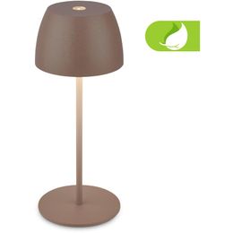 Briloner Leuchten LED Au&szlig;en-Tischleuchte &raquo;Serina Mini&laquo; LED-Modul Extra-Warmwei&szlig; Akku Tischlampe, kabellos, IP44, Wohnzimmer, Schlafzimmer, Outdoor braun 1, &Oslash; 8cm H: 