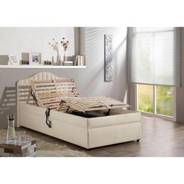 Maintal Polsterbett beige Liegefl&auml;che L&auml;nge B: 200cm x 100cm, Motorrahmen,ohne Fleckschutz, Tonnentaschen-Federkernmatratze H2