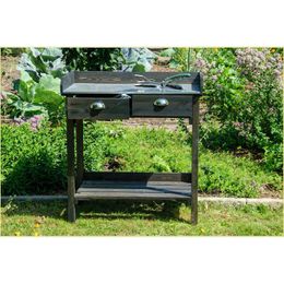 Dobar Pflanztisch BxTxH: 79x39x90 cm, mit 2 Schubladen schwarz B/H/T: 79cm x 90cm x 39cm
