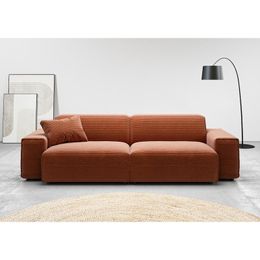 Home Affaire Big-Sofa &raquo;Glimminge auch in Breitcord, Feincord + Easy care-Bezug,&laquo; besondere Kedern&auml;hte Zierkissen braun 100% Polyester B/H/T: 254cm x 