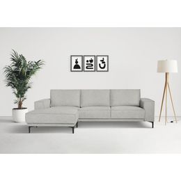 OTTO home Ecksofa &raquo;OLAND Flachgewebe L-Form, B: 280 cm, Skandi-Design&laquo; L-Form, 280 cm, Wellenunterfederung, Skandi-Design, Metallf&uuml;&szlig;e braun 100% 