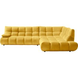 Home Affaire Ecksofa &raquo;Cozy Bubble, mit klappbarer Armlehne, Breite 324 cm&laquo; mit eleganter Steppung, Rundumbezug & weicher Polsterung gelb 100% 