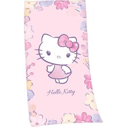 Hello Kitty Badetuch &raquo;&laquo; hochfarbig bedruckt rosa Velours, Obermaterial: 100% Baumwolle B/L: 75cmx150cm, 1 Stk., Katze, Velours