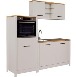 Inter Link K&uuml;chenzeile &raquo;Pienza, Einbauk&uuml;che, K&uuml;chenblock, K&uuml;chenmodul, Kompaktk&uuml;che&laquo; Ohne E-Ger&auml;te f&uuml;r Sp&uuml;lmaschine Backofen K&uuml;hlschrank B: 200 cm beige B/H/T: 