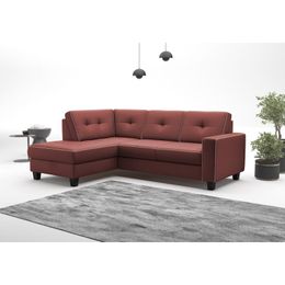 OTTO home Ecksofa &raquo;Varese&laquo; wahlweise mit Schlaffunktion und Bettkasten B/H/T: 226cm x 91cm x 170cm, NaturLEDER Stoff, Ottomane links,mit Bettfunktion,