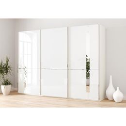 Musterring Schwebet&uuml;renschrank &raquo;Imola W&laquo; inkl. Einlegeb&ouml;den und Kleiderstangen, mit Glast&uuml;ren inkl. Zierspiegel wei&szlig; Floatglas, Holzwerkstoff B/H/T: 295,2cm x 