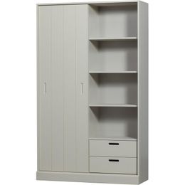 Woood Mehrzweckschrank &raquo;Mila FSC Mix Kiefernholz mit Schiebet&uuml;r und Schubladen 120x42x200 cm&laquo; Sichtbare Maserung, Tragkraft 10 kg pro Boden, einfach 