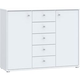 FORTE Kommode &raquo;Tempra, Kommode, 2 T&uuml;ren, 5 Schubk&auml;sten, viel Stauraum&laquo; Breite 108,8 cm wei&szlig; B/H/T: 108,8cm x 85,5cm x 34,8cm, 5 Stk., 2 Stk.