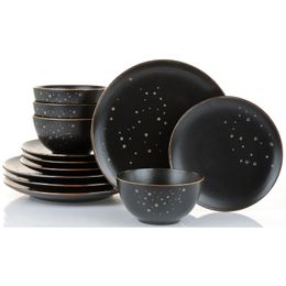 Retsch Arzberg Tafelservice &raquo;MYSTIC&laquo; Teller Set, edel und elegant, wie aus 1001 Nacht... schwarz Steinzeug 12 Stk.