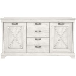 FORTE Highboard &raquo;Kashmir&laquo; Breite 178 cm wei&szlig; Dekorfolie B/H/T: 178,3cm x 95,9cm x 48,2cm, 4 Stk., Erle Fichte Kiefer Pappel, 2 Stk.