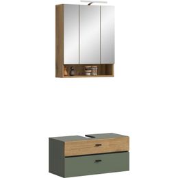 Welltime Badm&ouml;bel-Set &raquo;VANN, 2-teilige moderne Badkombination, inkl. Beleuchtung&laquo; 1x Waschbeckenunterschrank, 1x Spiegelschrank inkl. Beleuchtung, 2 