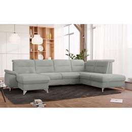 Sit & More sit&more Wohnlandschaft &raquo;Astoria U-Form&laquo; wahlweise mit motorischer Relaxfunktion grau 100% Polyester B/H/T: 327cm x 91cm x 225cm, Flachgewebe, 