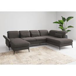 Sit & More sit&more Wohnlandschaft &raquo;Emely, inkl. Sitztiefenverstellung&laquo; wahlweise mit Schlaffunktion,Bettkasten,Kopf- & Armteilverstellung grau 100% Polyester B/