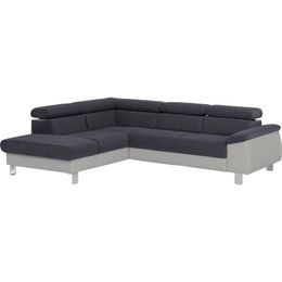COTTA Ecksofa &raquo;Komaris L-Form, B: 249 cm&laquo; mit Kopfteilverstellung, optional Schlaffunktion, Bettkasten & Licht grau Microfaser PRIMABELLE (100% 