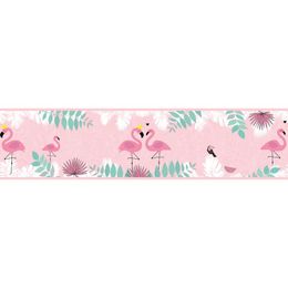 A.S. Cr&eacute;ation Bord&uuml;re &raquo;Flamingo Love&laquo; Motiv abstrakt naturalistisch glatt Tapete Kinder Borte Wohnzimmer Schlafzimmer K&uuml;che Design Kinderzimmer rosa Papier B/L: 