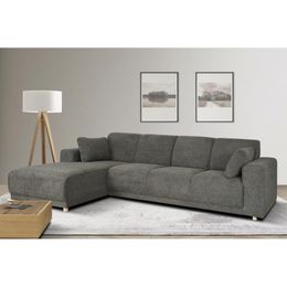 OTTO home Ecksofa &raquo;LEMPS wahlweise Recamiere links oder rechts L-Form&laquo; incl. Zierkissen, Stellma&szlig;e 297x162 cm grau 100% Polyester B/H/T: 297cm x 85cm 