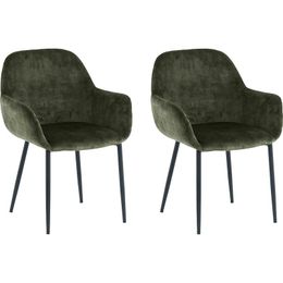 Sit Armlehnstuhl (Set) 2 Stk.glamour&ouml;ser Bezug in Samtoptik gr&uuml;n Metall, Polyester B/H/T: 60cm x 84cm x 57,5cm, 2 Stk., Samt Samtoptik uni, Gr&uuml;n
