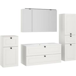 Nobilia Badm&ouml;bel-Set &raquo;Cascada&laquo; Set, mit Waschbecken, inkl. Spiegelschrank mit Beleuchtung, 4 Stk. tlg. wei&szlig; B/H/T: 230cmcm x 169cmcm x 48,7cmcm