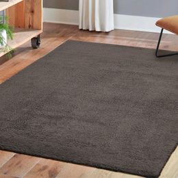 ANDIAMO Teppich &raquo;San Paolo&laquo; rechteckig 27 mm H&ouml;he Uni Farben, weiche Qualit&auml;t, ideal im Wohnzimmer & Schlafzimmer grau Polyester B : 160cm 1 Stk., 27mm, L: 