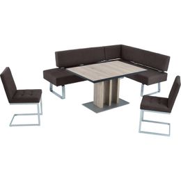 K+w Komfort & Wohnen K+W Komfort & Wohnen Eckbankgruppe &raquo;Spider II&laquo; Set, 4 Stk. tlg. langer Schenkel 227cm, 2 Freischwinger, Auszugstisch in Breite 130 cm braun B/H/T: 