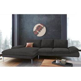 W.Schillig Ecksofa &raquo;enjoy&MORE, Designsofa, bequem, zeitlos und elegant, L-Form&laquo; mit Sitztiefenverstellung, F&uuml;&szlig;e silber matt, Breite 340 cm grau 