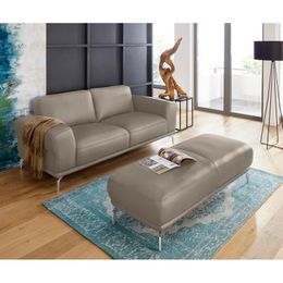 W.Schillig 2-Sitzer &raquo;montanaa bequem, Federkernunterfederung, elegant & edel, Breite 192cm&laquo; mit Metallf&uuml;&szlig;en in Chrom gl&auml;nzend, Breite 192 cm braun 