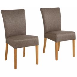 Home Affaire 4-Fu&szlig;stuhl &raquo;Queen Polsterstuhl&laquo; (Set) 6 Stk.verschiedene Bez&uuml;ge, Gestell Massivholz braun Massivholz B/H/T: 47cm x 93cm x 64cm, 6 Stk., 