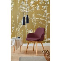 OTTO home Armlehnstuhl &raquo;Livry&laquo; (Set) 2 Stk.Polsterstuhl, Schalenstuhl rot Leder B/H/T: 62cm x 83cm x 63cm, 2 Stk., NaturLEDER , Eiche natur ge&ouml;lt
