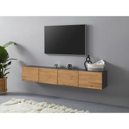 VOGL M&ouml;belfabrik Lowboard &raquo;1237&laquo; Breite 184 cm, h&auml;ngend und stehend, Front Eiche furniert grau Holzwerkstoff, Massivholz B/H/T: 184cm x 32cm x 30cm, 