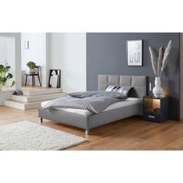 Westfalia Schlafkomfort Polsterbett grau Bezug Bett: 100% Polyurethan;Bonnell-Federkernmatratze: 51% Polypropylen, 39% Polyester, 10% Baumwolle;Kaltschaummatratze: 100% 