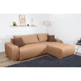Collection AB Ecksofa &raquo;Pia L-Form, B: 237 cm&laquo; Schlaffunktion, Bettkasten & 2 Zierkissen, Federkern beige 100%Polyester B/H/T: 237cm x 41cm x 169cm, 