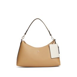 Tommy Hilfiger Damen Schultertasche &raquo;TH ICON SHOULDER BAG&laquo; Damen Handtasche, Clutch mit edlem Logoschriftzug beige B/H/T: 37,5cm x 23,5cm x 12cm