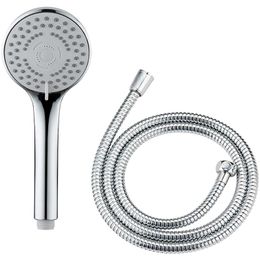 Wenko Handbrause &raquo;Modell Basic Line Duschkopf Set&laquo; 2 Stk. tlg. klassischer Brausekopf mit 5 Strahlarten, 150 cm Brauseschlauch silber Einheitsgr&ouml;&szlig;e