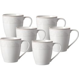 Ritzenhoff & Breker Becher &raquo;Isabella&laquo; mit extravagantem Dekor, 6-teilig beige Porzellan &Oslash; 9cm x 10cm, 400ml, 6 Stk.